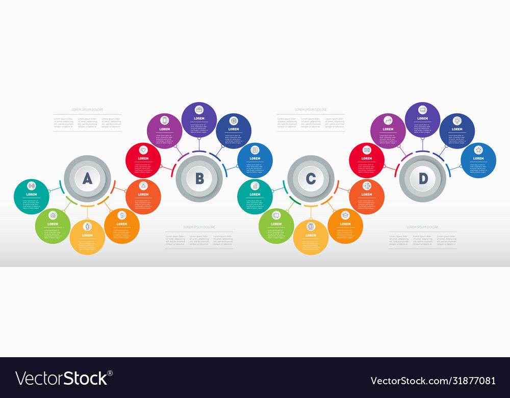 Infographic in form wave consisting 4 Royalty Free Vector Infographic in form wave consisting 4 Royalty Free Vector