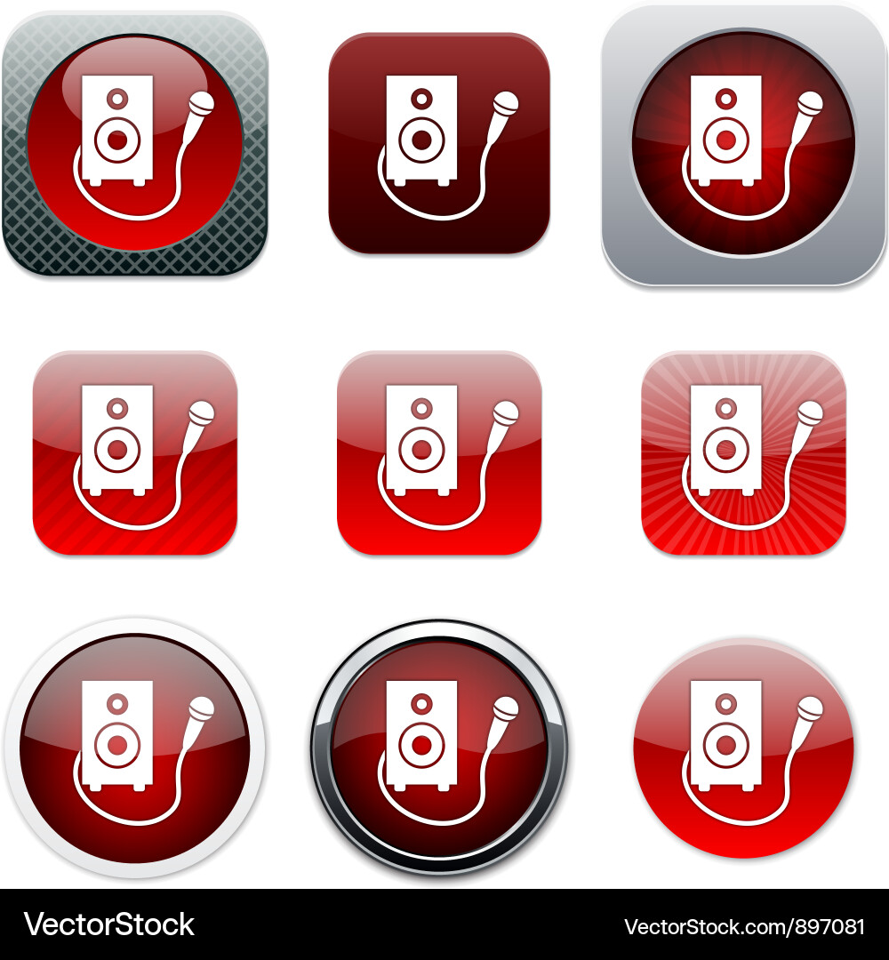 Karaoke red app icons Royalty Free Vector Image