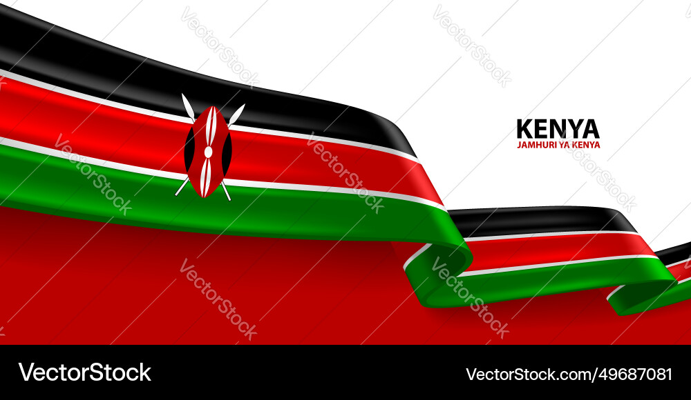 Kenya 3d ribbon flag Royalty Free Vector Image