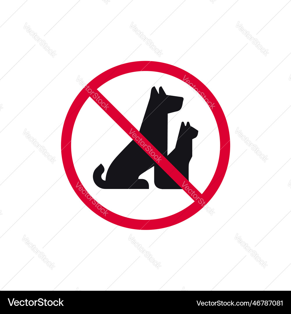 No pet prohibited sign forbidden modern round Vector Image