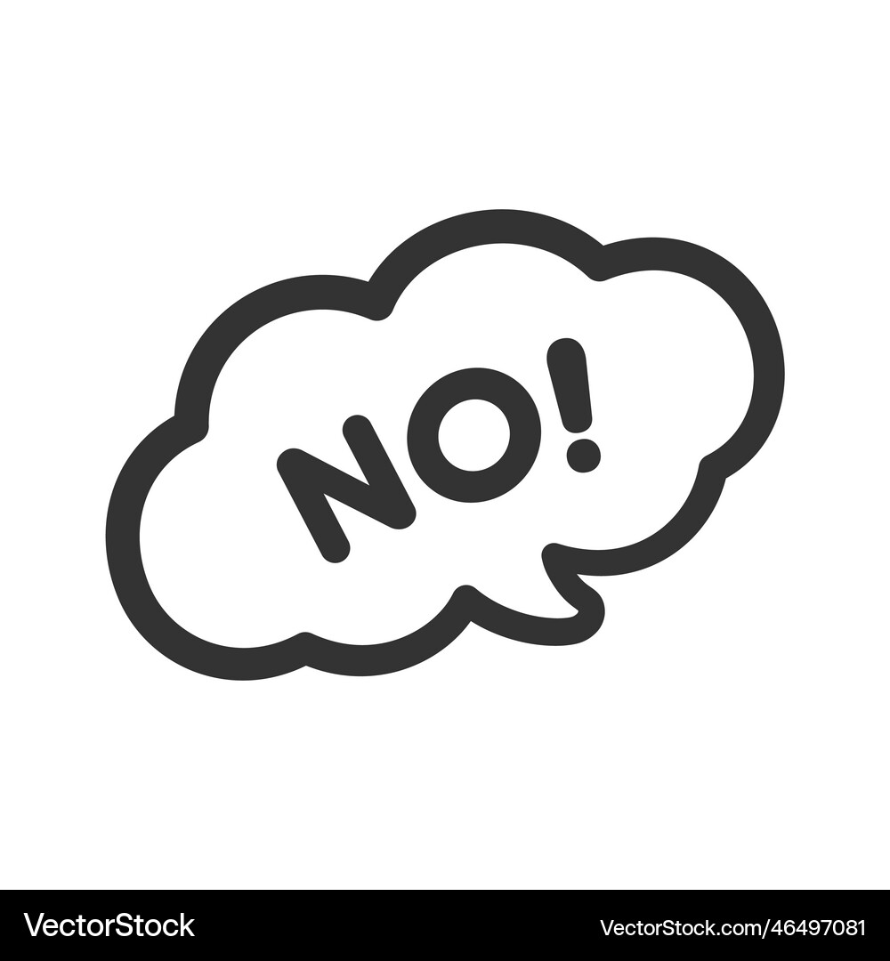 No speech bubble icon cute black text lettering Vector Image