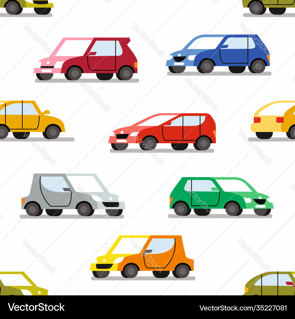 Seamless pattern with color cars Royalty Free Vector Image