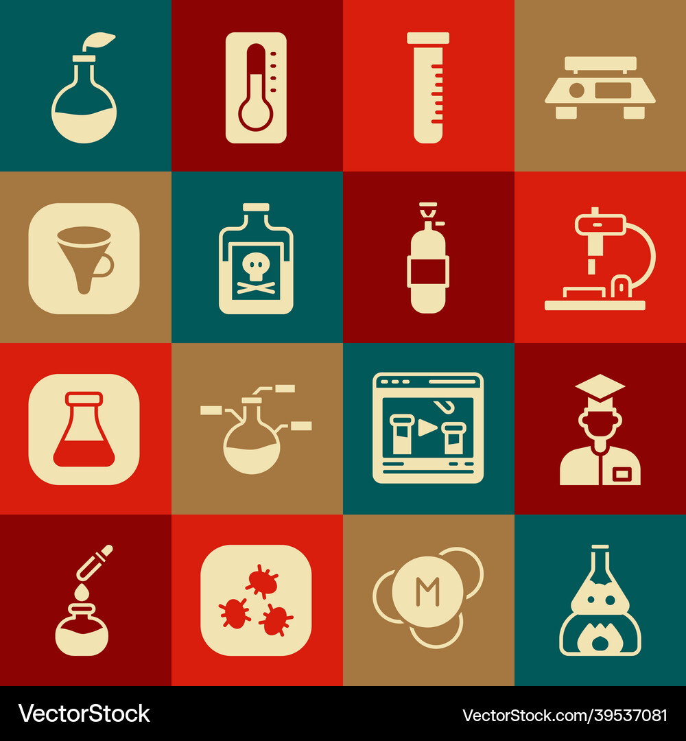 Set test tube flask on fire laboratory assistant Vector Image