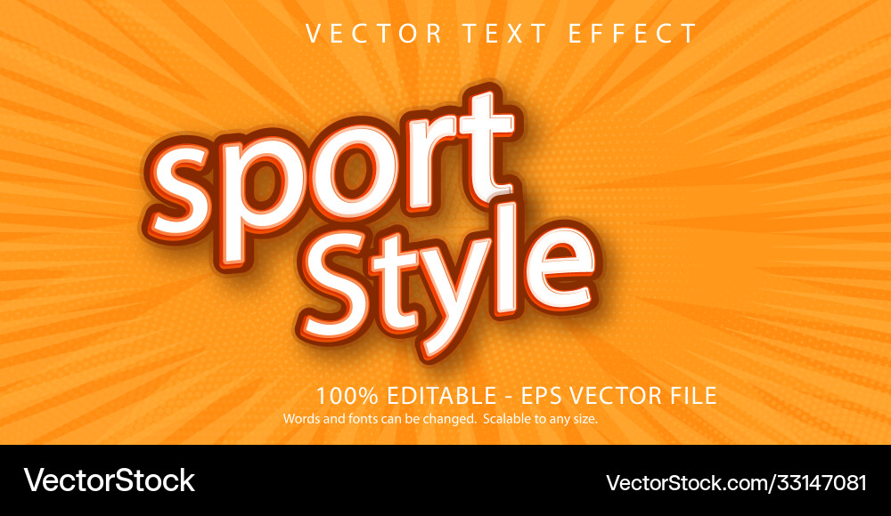 Sport style text pop art style editable text Vector Image