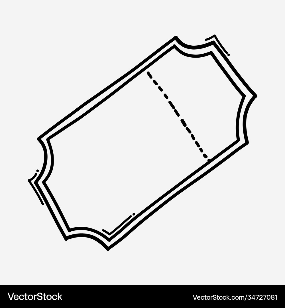 Ticket doodle icon drawing sketch hand drawn line Vector Image