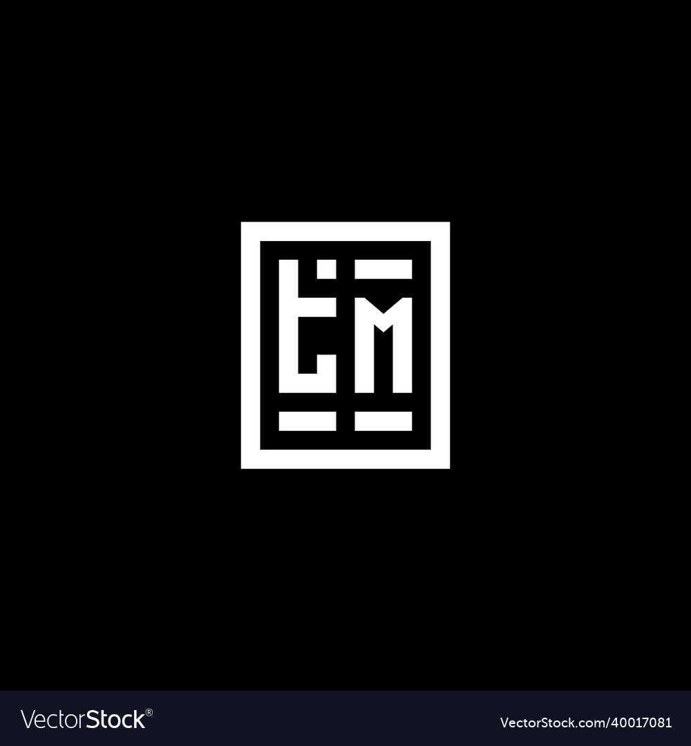 Tm initial logo with square rectangular shape Vector Image