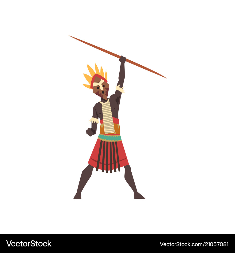 Warlike black native man african tribe holding Vector Image