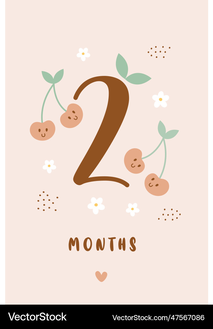 2 months baby card milestone Royalty Free Vector Image