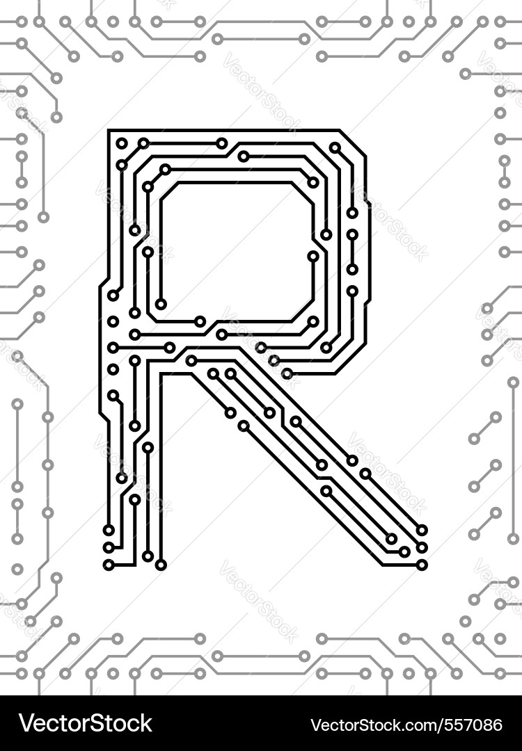 Alphabet of printed circuit boards Royalty Free Vector Image