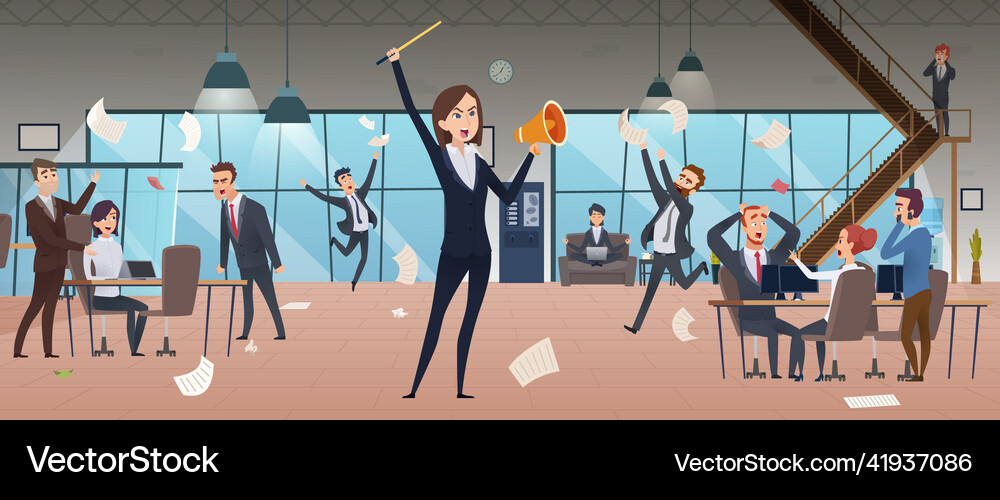 Angry female boss deadline corporate processes Vector Image