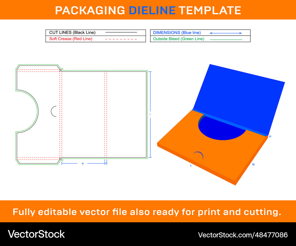 Card holder envelope dieline template svg eps pdf Vector Image