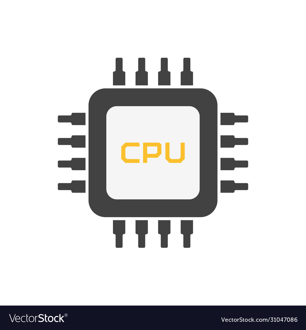 Chip cpu flat style computer processor microchip Vector Image