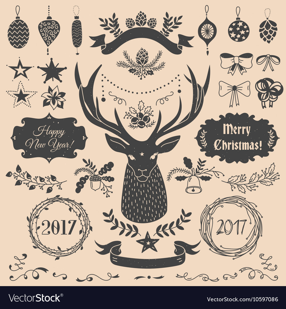 Christmas design elements set Royalty Free Vector Image