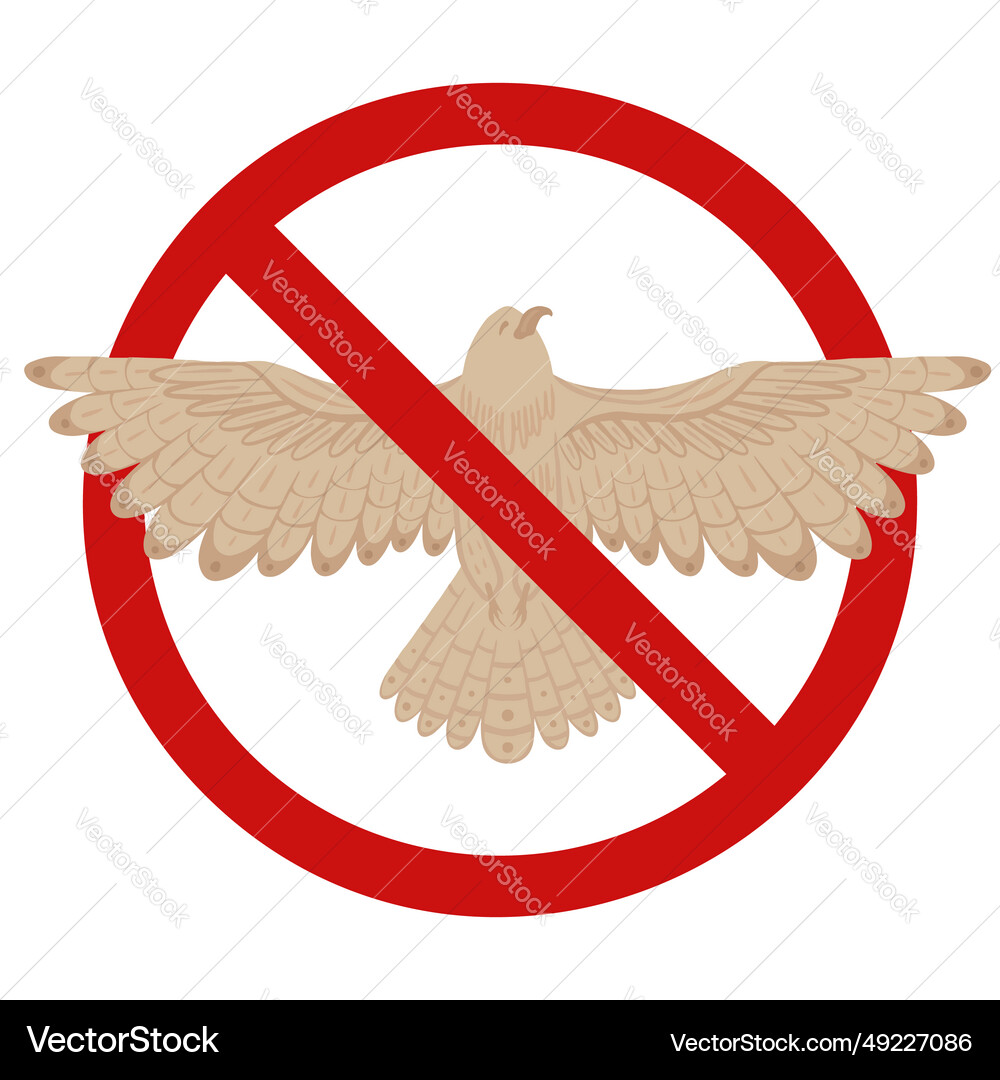 Forbidden sign with flying bird isolated Vector Image