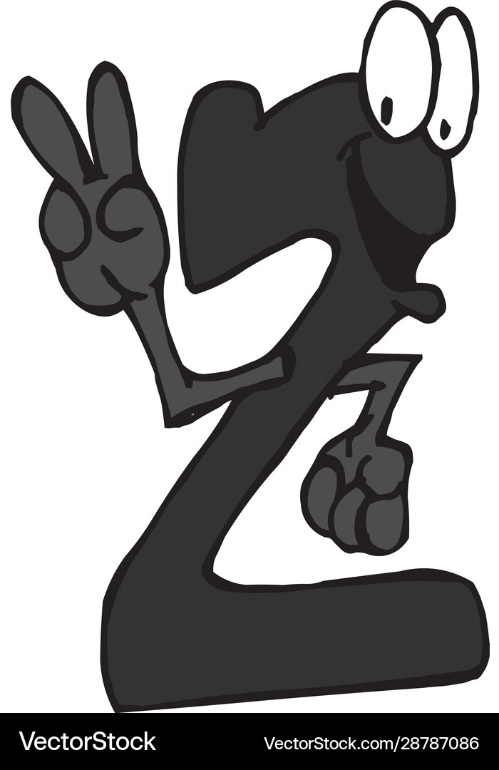 Friendly number 2 two funny number for children Vector Image