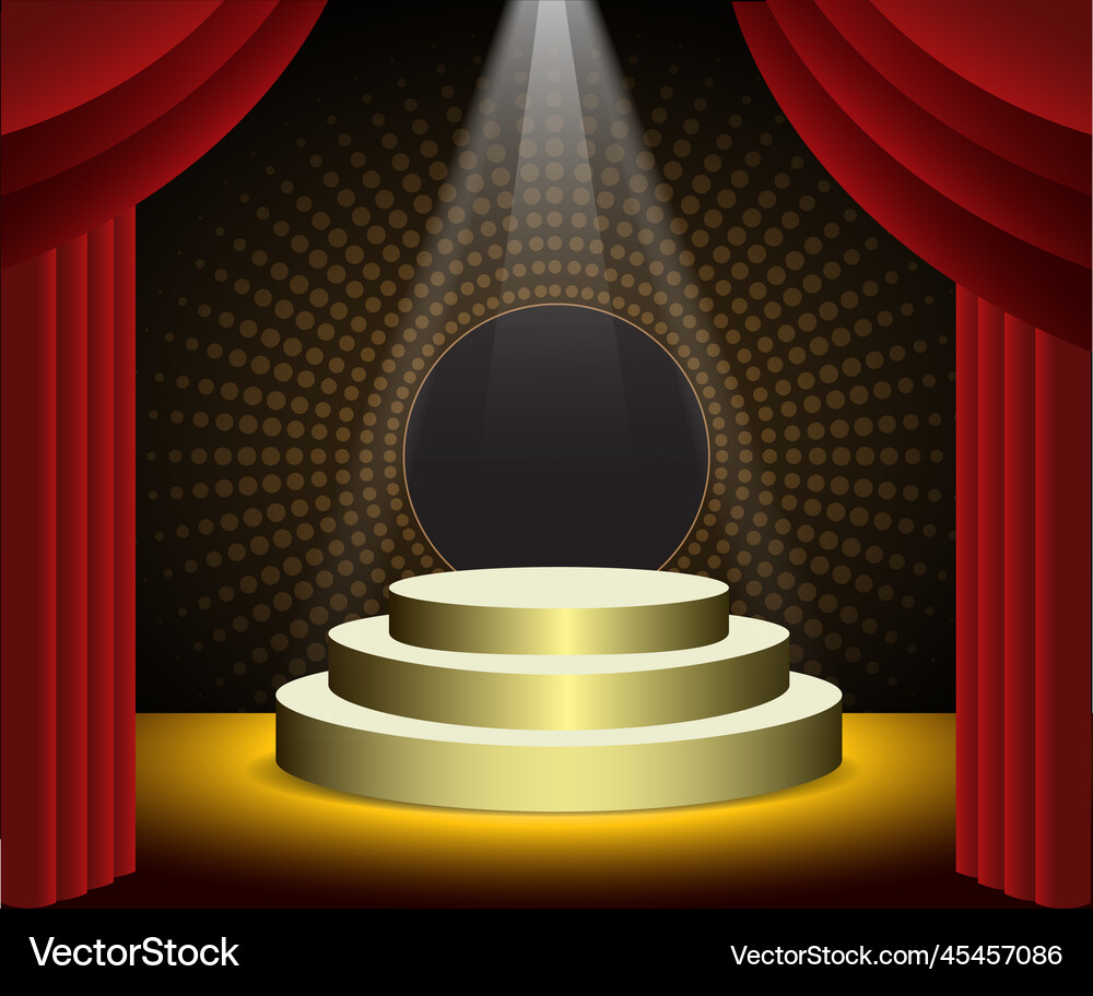 Golden stage and curtain Royalty Free Vector Image