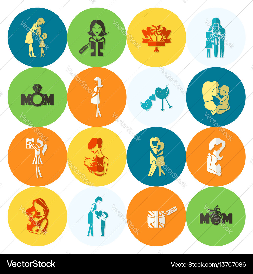 Happy mothers day icons Royalty Free Vector Image