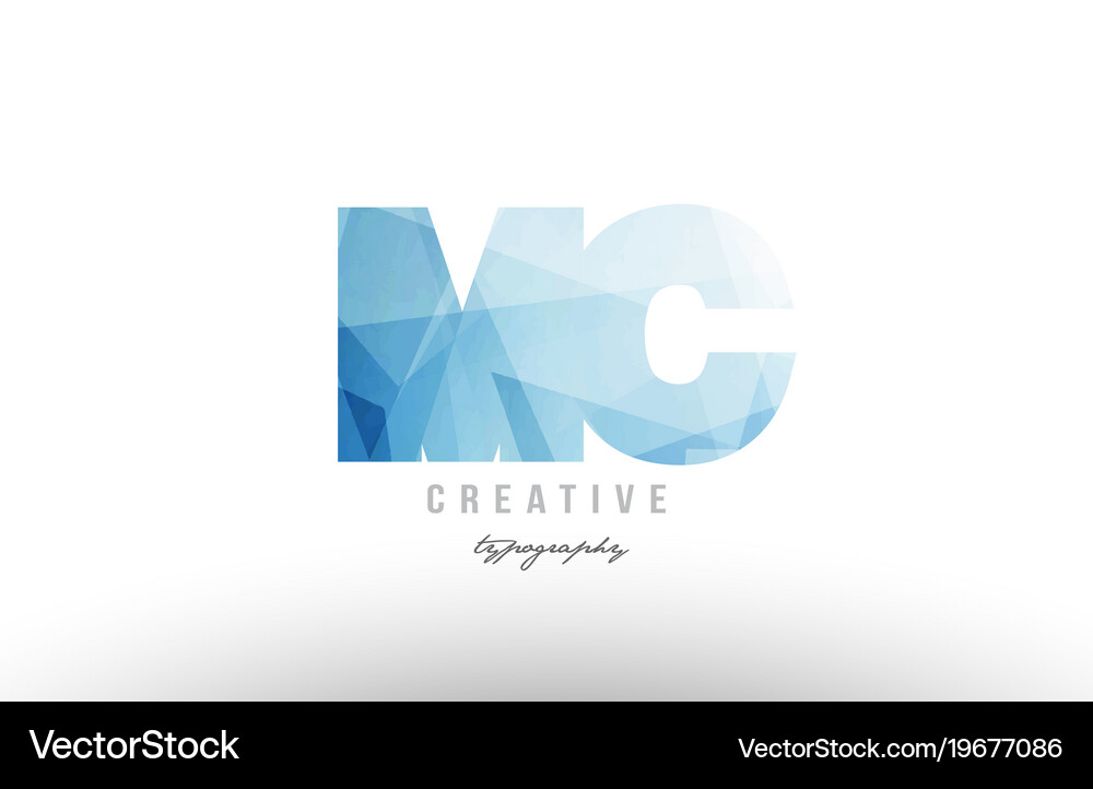 Mc m c blue polygonal alphabet letter logo icon Vector Image