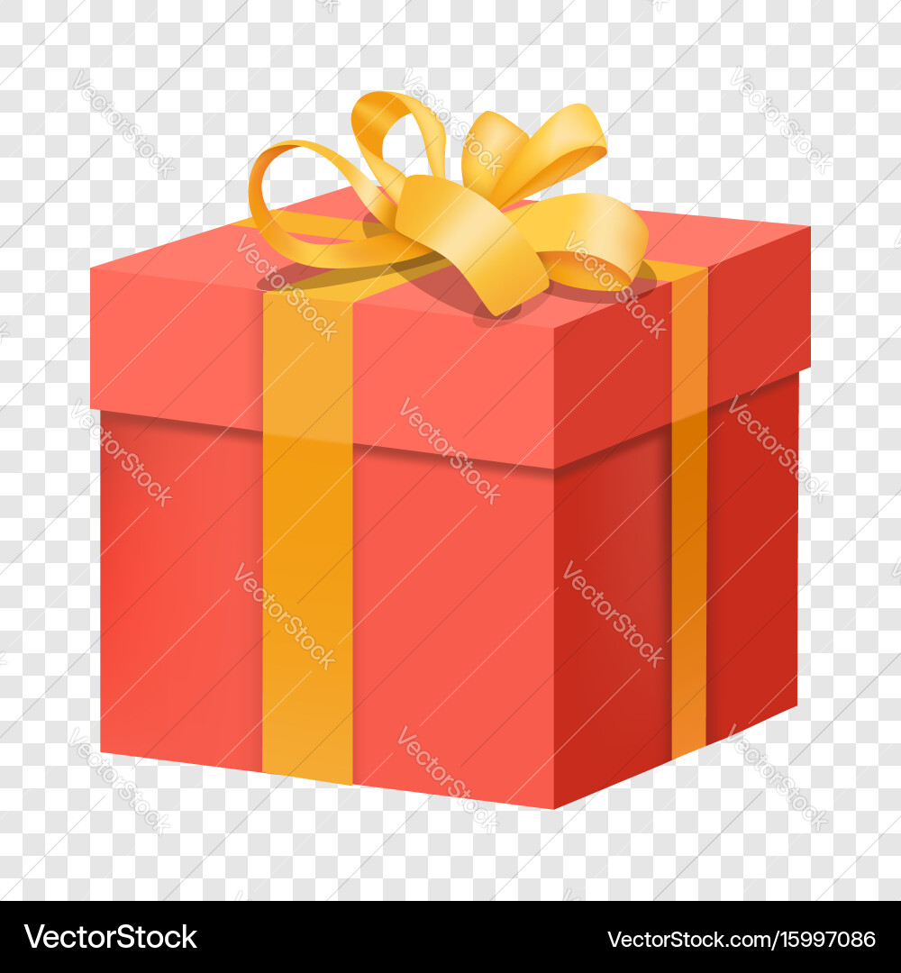 Red gift box with yellow ribbon icon flat style Vector Image