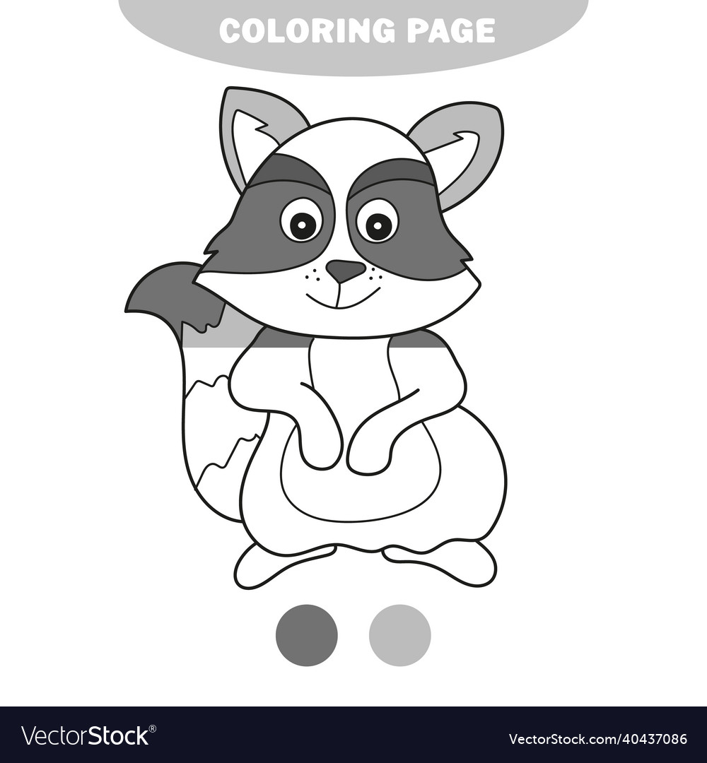 Simple coloring page forest animal raccoon doodle Vector Image