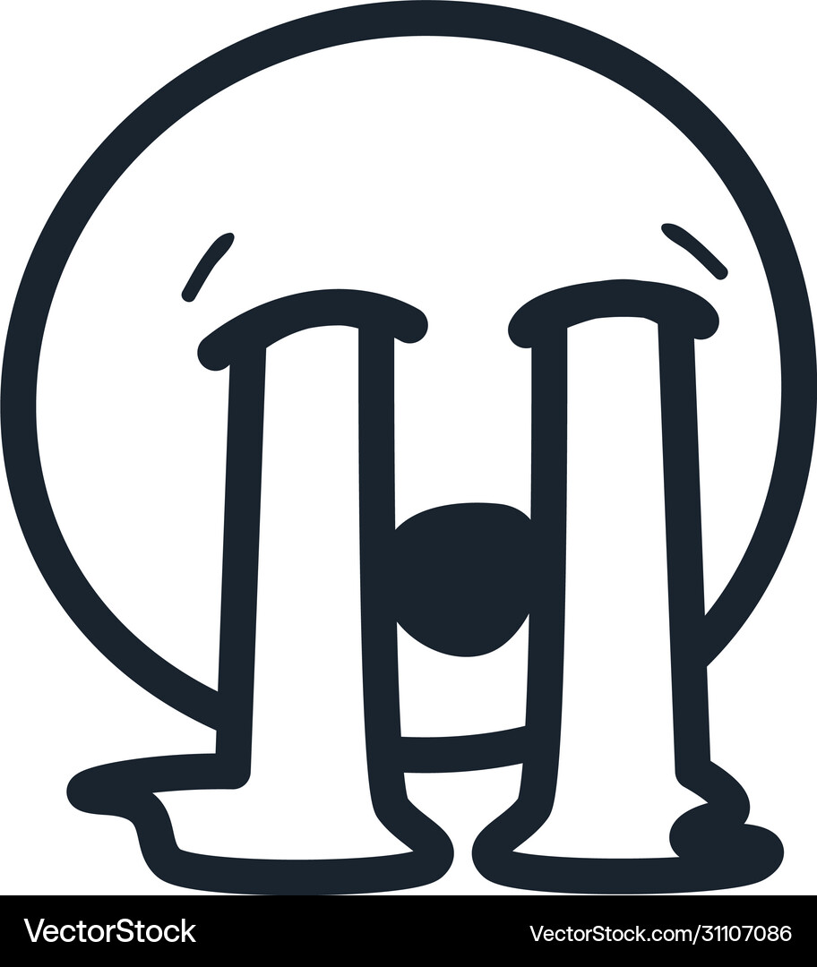 Sob emoji face line style icon design Royalty Free Vector