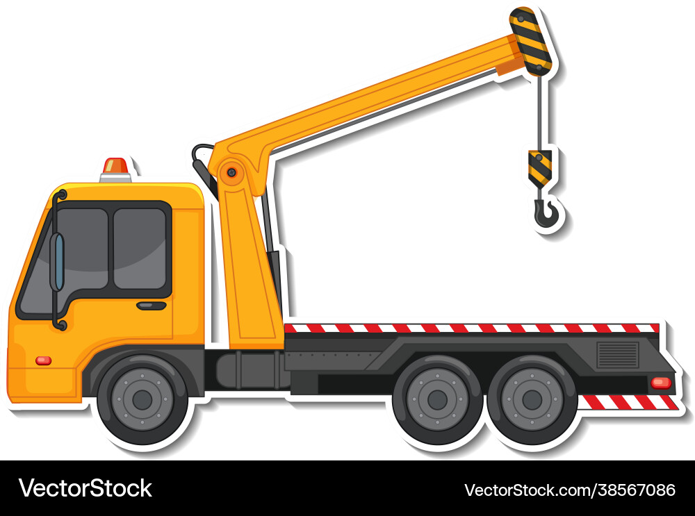 Sticker design with side view tow truck Royalty Free Vector