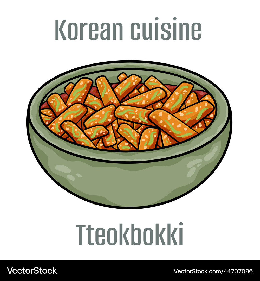 Tteokbokki it is usually made with rice cake Vector Image