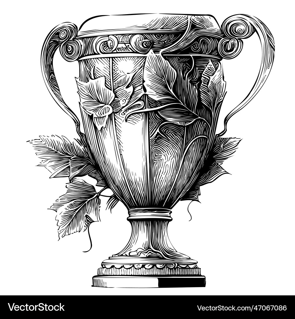 Victory cup sketch hand drawn in doodle style Vector Image