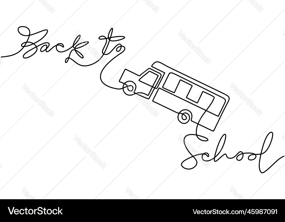 Continuous one line drawing of back to school Vector Image