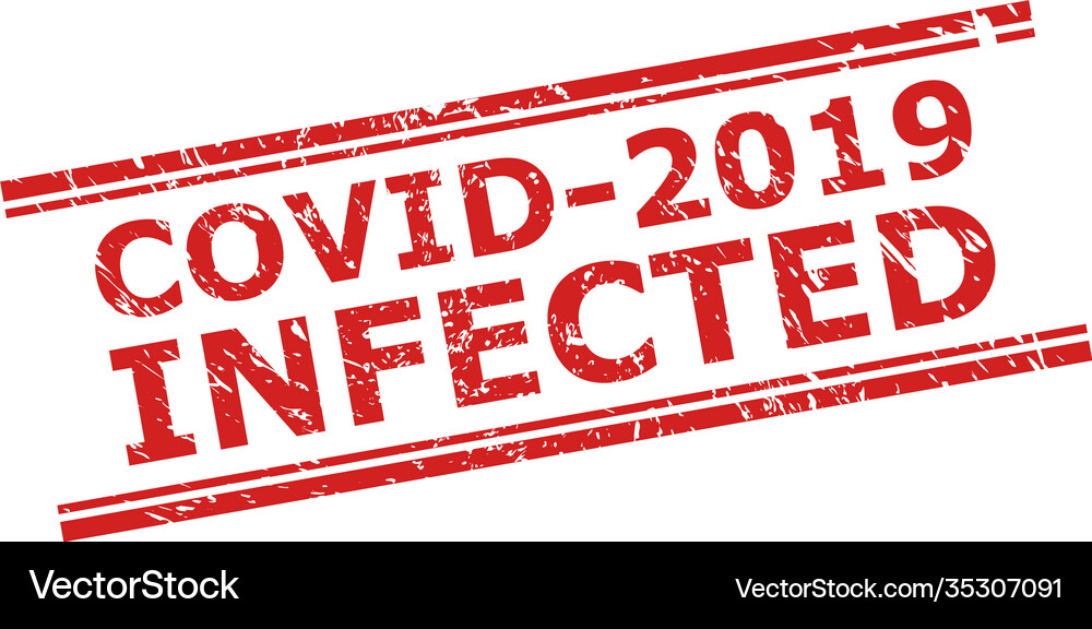 Covid19-2019 infected stamp with scratched surface