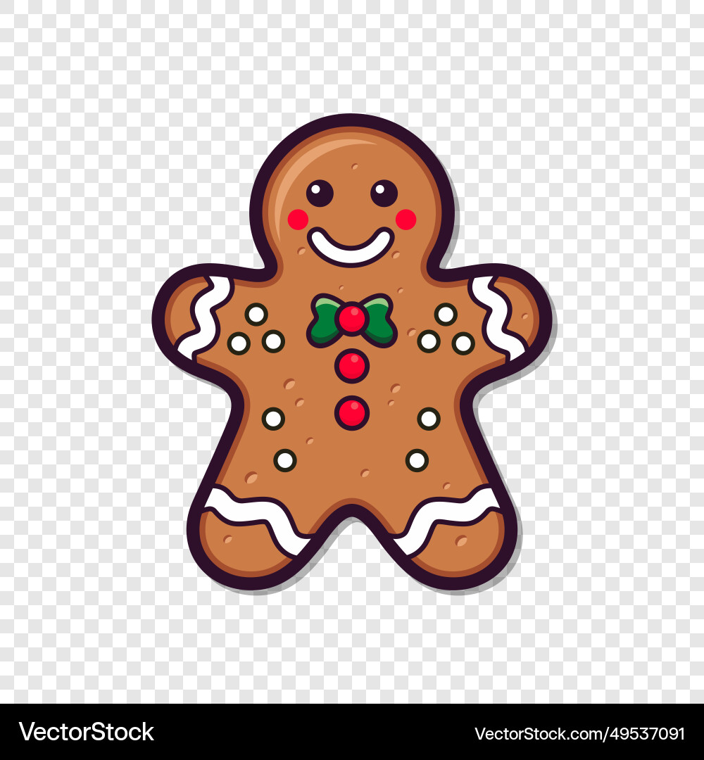 Flat gingerbread man christmas icon Royalty Free Vector