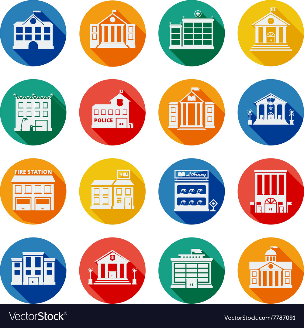 Government buildings flat icons Royalty Free Vector Image Government buildings flat icons Royalty Free Vector Image