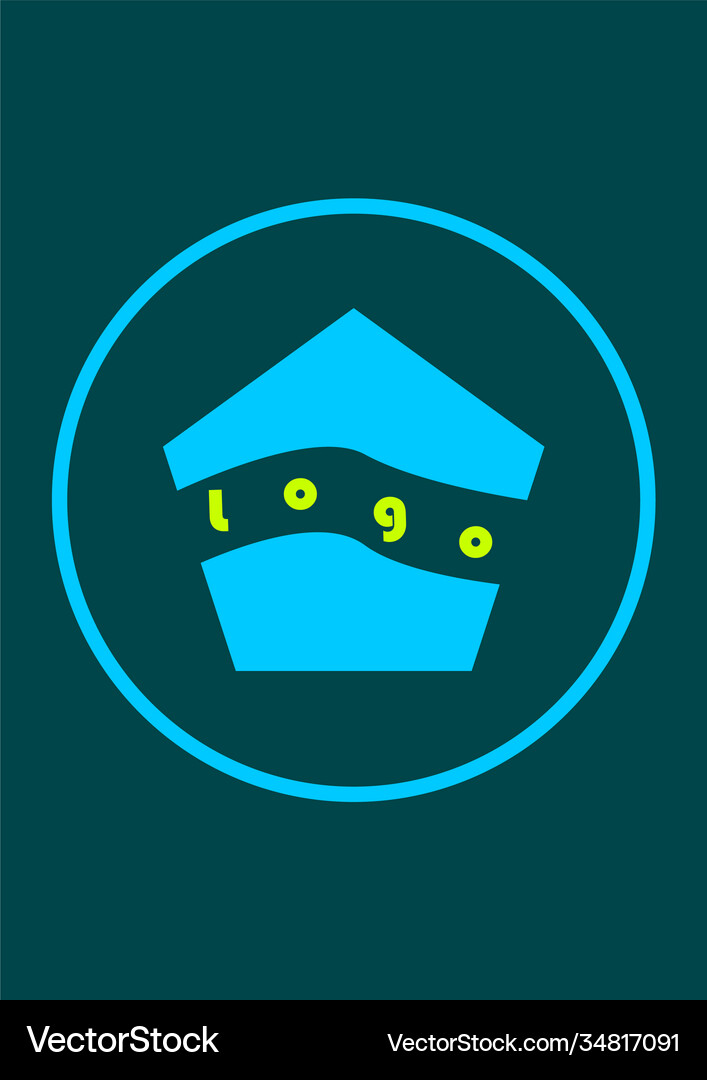 Hexagon logo in a circle with place for text Vector Image