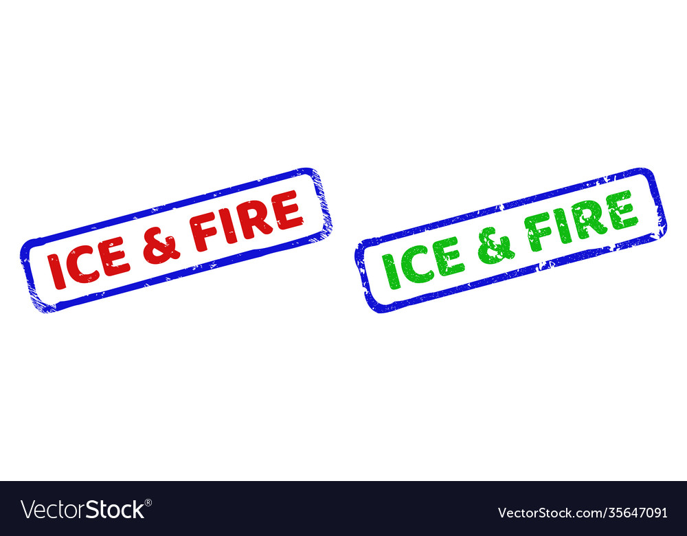 Ice fire bicolor rough rectangular seals Vector Image