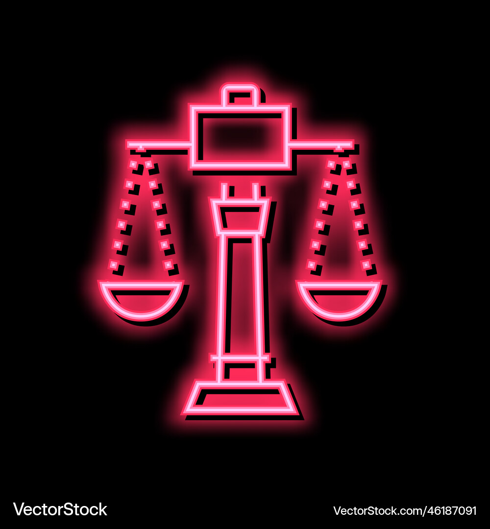 Justice scales neon glow icon Royalty Free Vector Image