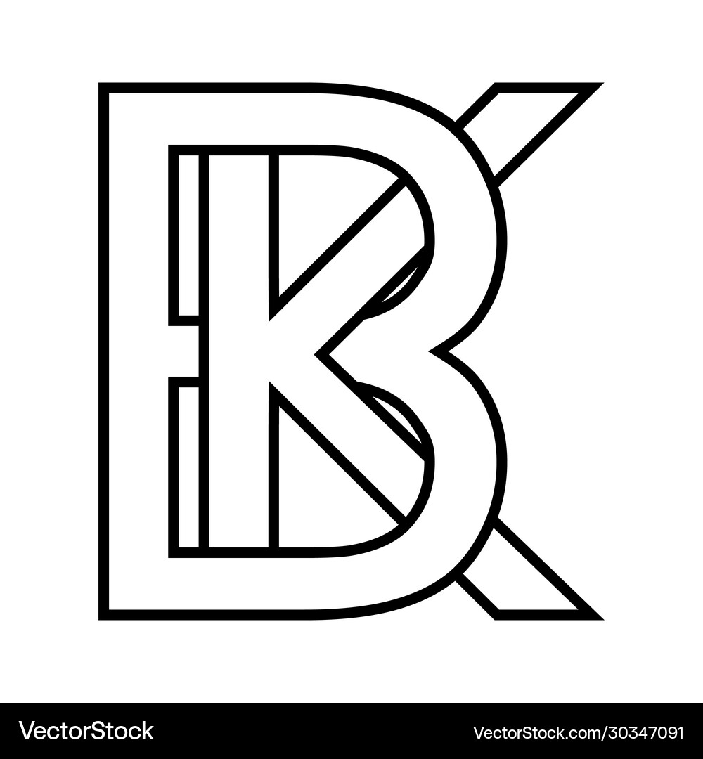Logo sign bk kb icon two interlaced letters Vector Image