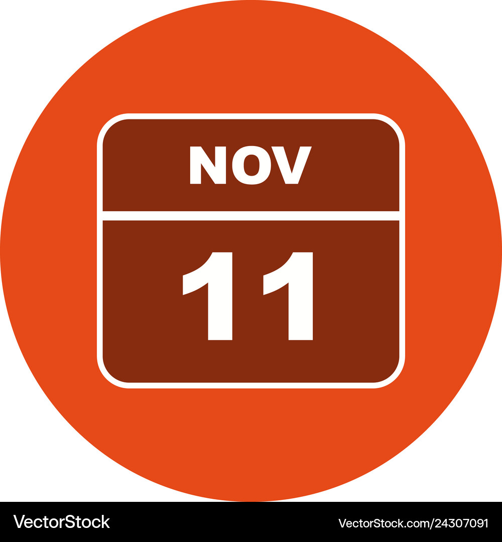 November 11th date on a single day calendar Vector Image