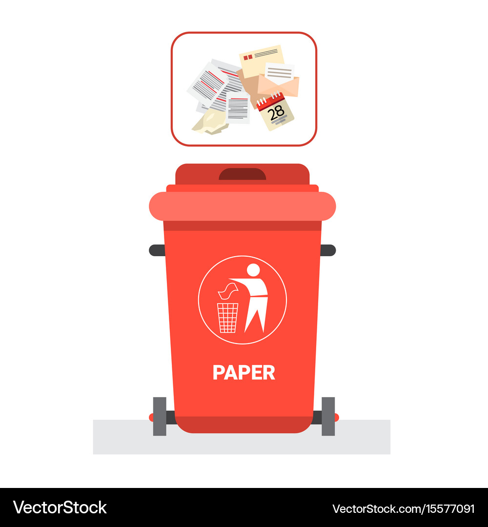 Rubbish container for paper waste icon recycle Vector Image