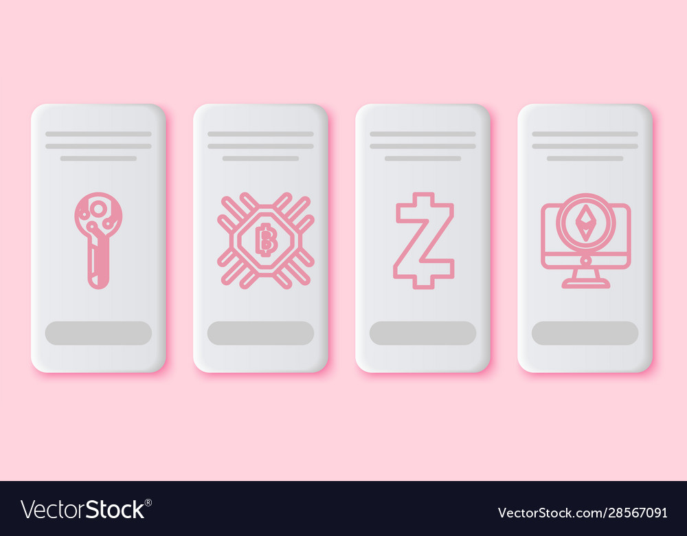 Set line cryptocurrency key cpu mining farm Vector Image Set line cryptocurrency key cpu mining farm Vector Image