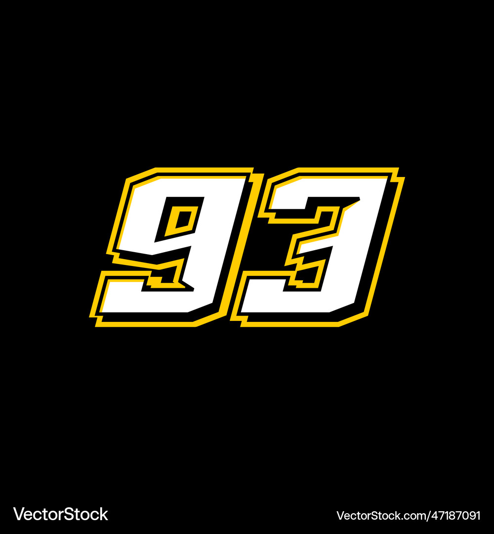 Sport racing number template 93 Royalty Free Vector Image