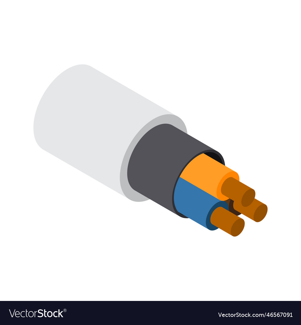 Three conductor cable icon Royalty Free Vector Image