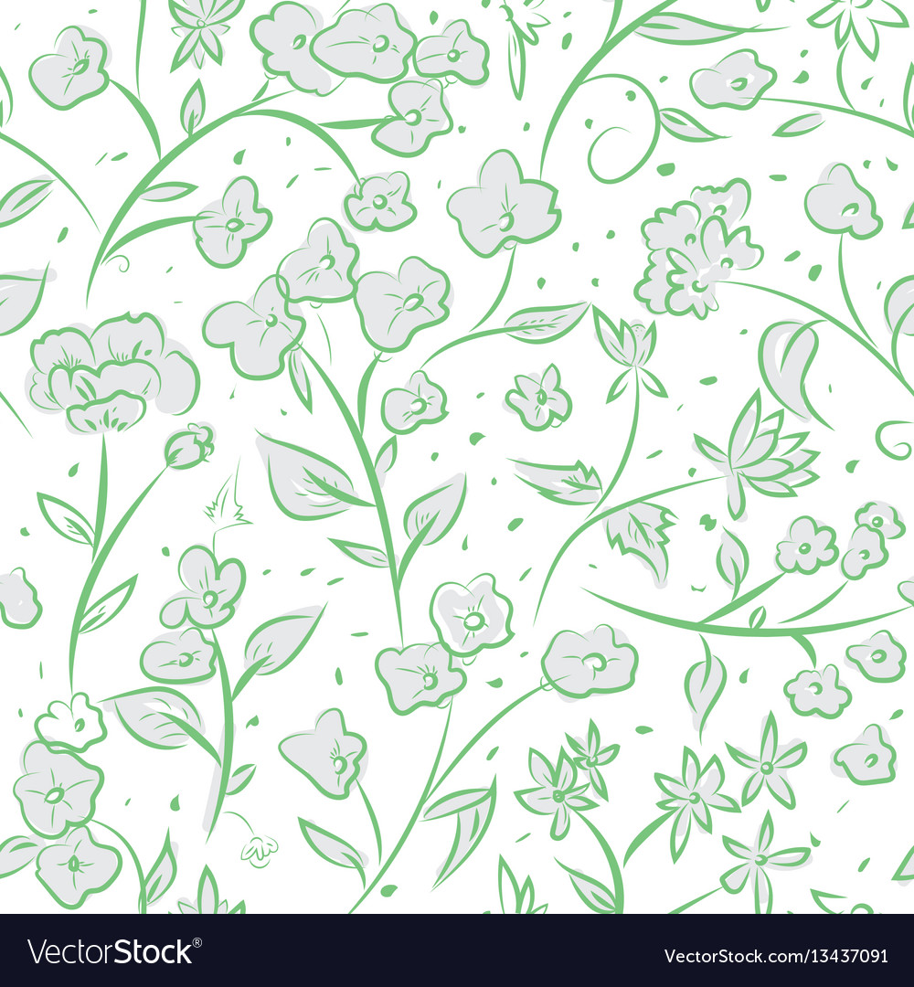 Tiny spring flowers doodle drawing pattern Vector Image