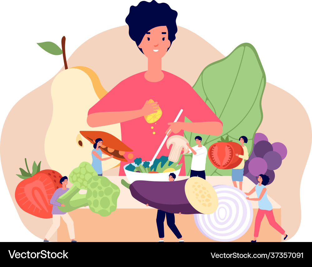 Vegan food concept flat groceries elements fresh Vector Image