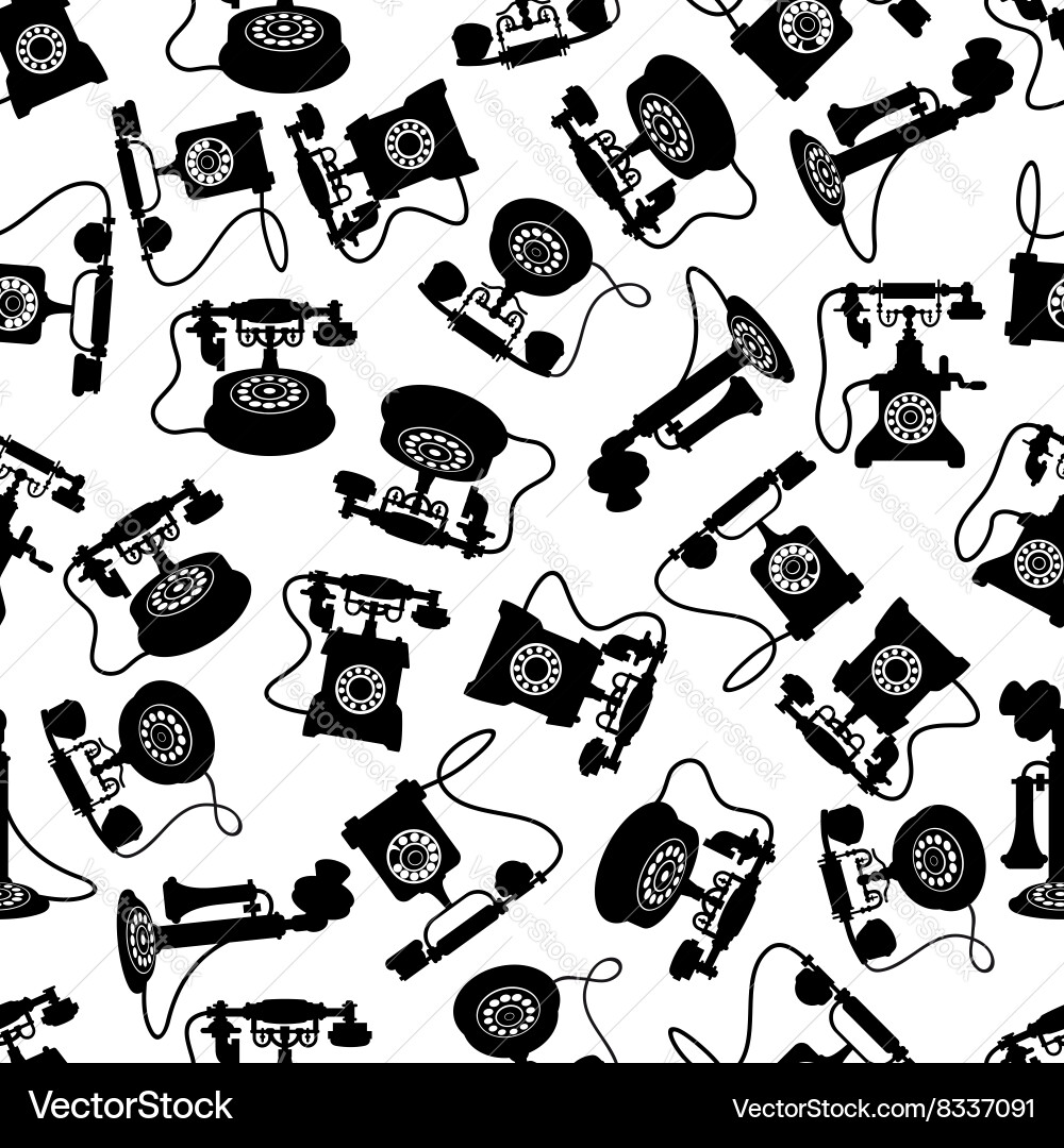 Vintage rotary dial telephones pattern Royalty Free Vector