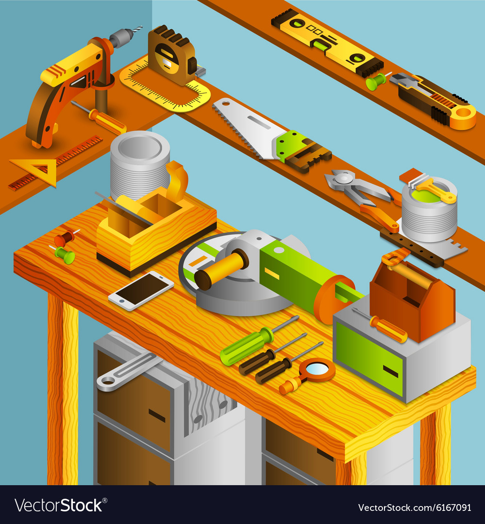 Workshop Isometric Concept Royalty Free Vector Image