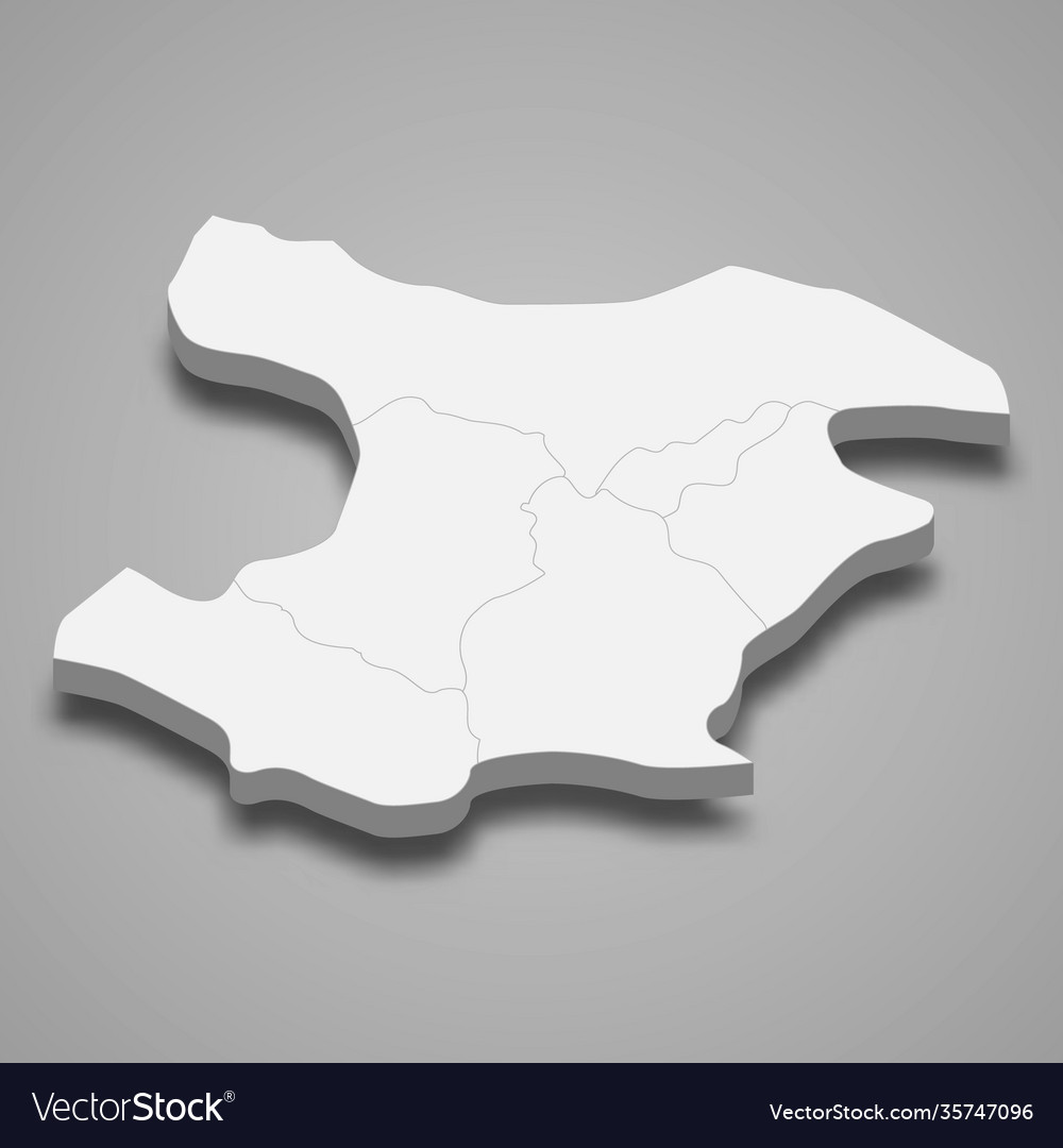 3d isometric map qazvin is a province iran Vector Image