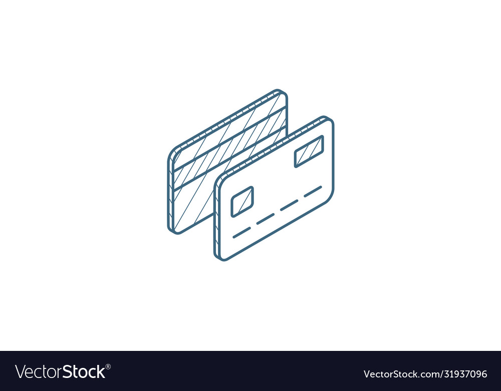 Bank card isometric icon 3d line art technical Vector Image