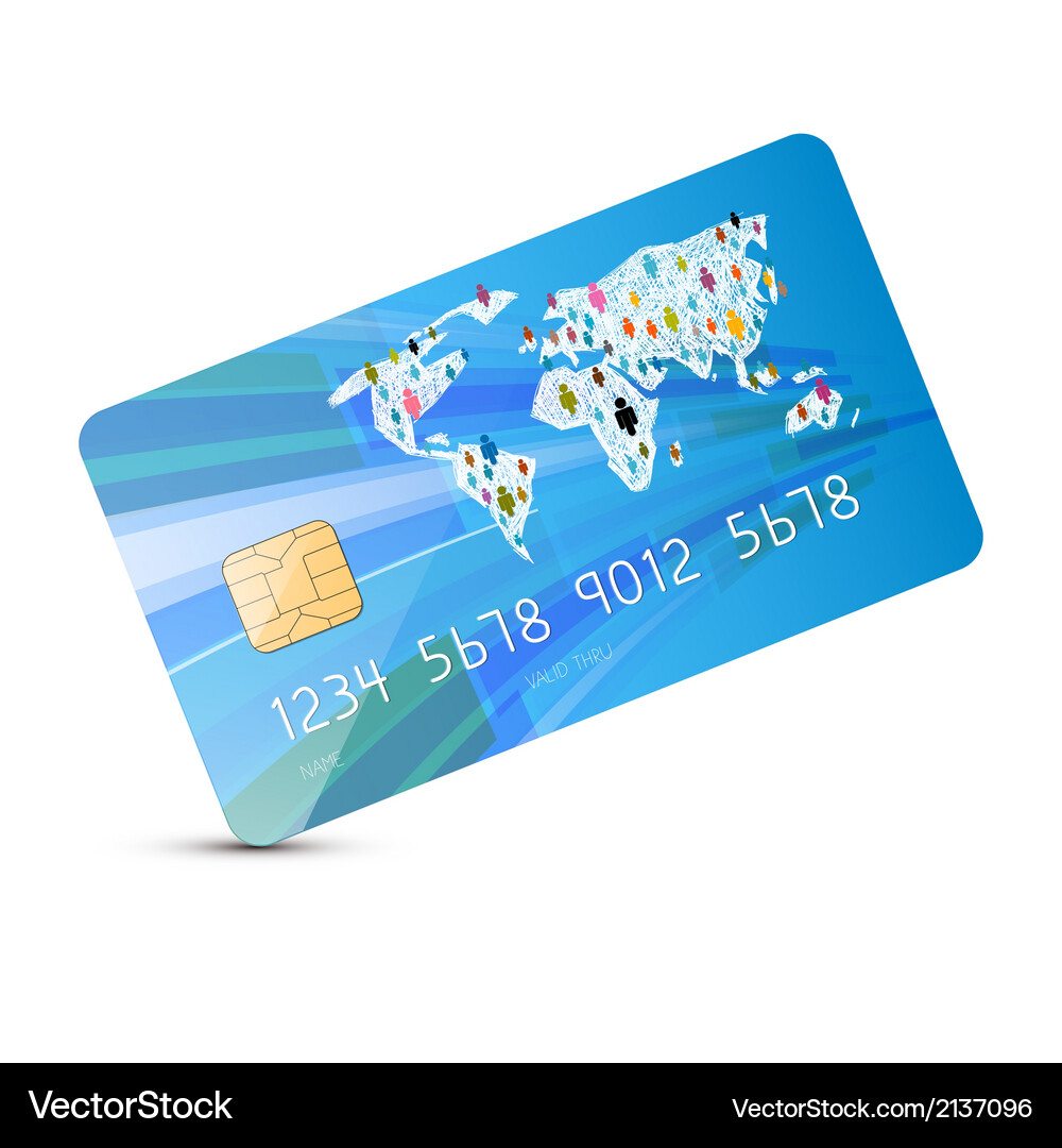 Blue credit card isolated on white background Vector Image
