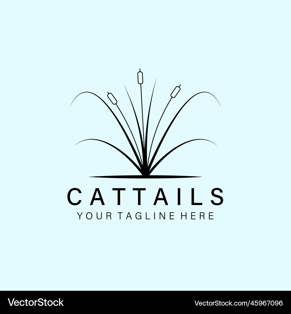 Cattails line art logo icon and symbol design Vector Image