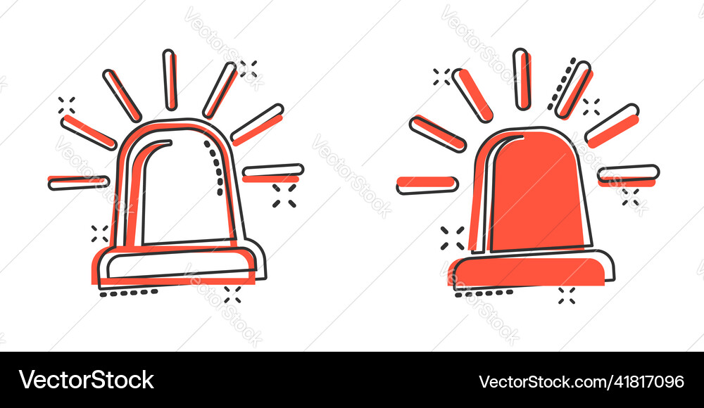 Emergency alarm icon in comic style alert lamp Vector Image